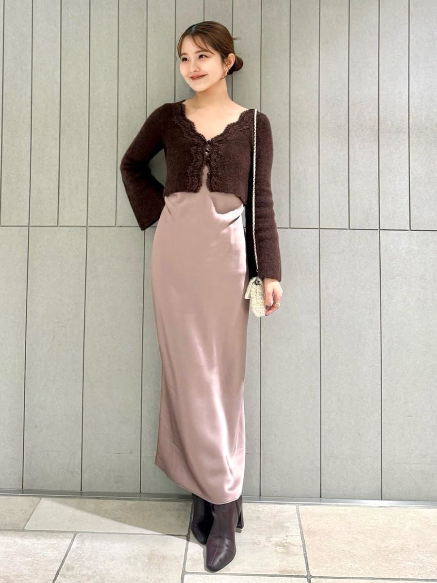 スナイデル SNIDEL キャミワンピースモヘアカーディガンセット swno255089 レディース ドレス ロングワンピース サテン タイトエレガント 2025冬 キャミワンピースモヘアカーディガンセット(マキシ・ロングワンピース